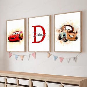 Cars Custom Name Print, Cars Art Poster Set of 3 Prints, Personalized ...