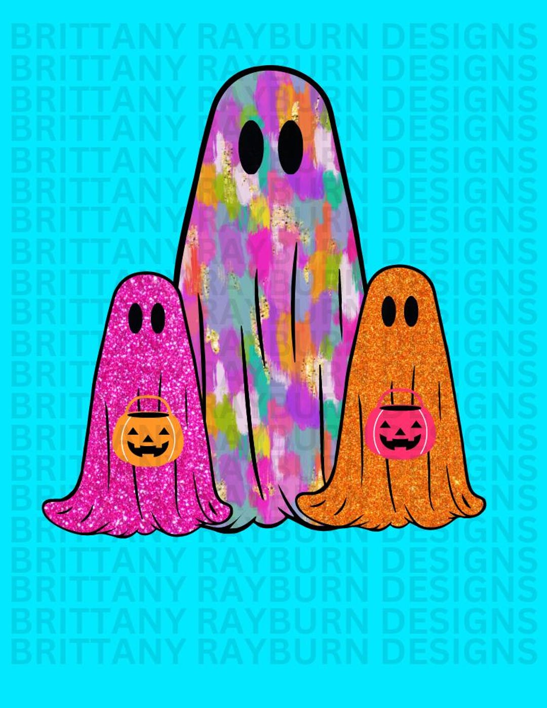 Ghost Trio, PNG File, Digital Halloween, Boujee Ghost, Faux Glitter ...