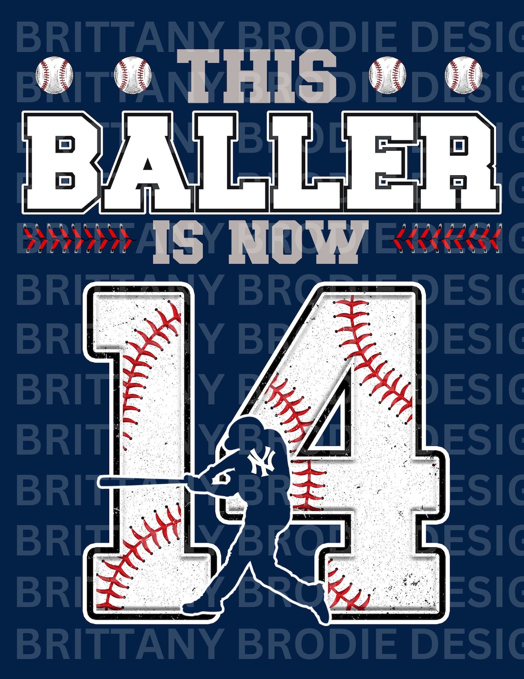 This Baller is Now 14, NY Yankees, Boys Birthday, Baseball Birthday ...
