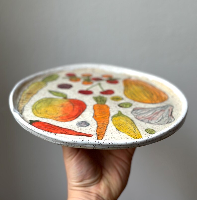 Hand-painted Fruits and Vegetables Food Safe Plate - Etsy