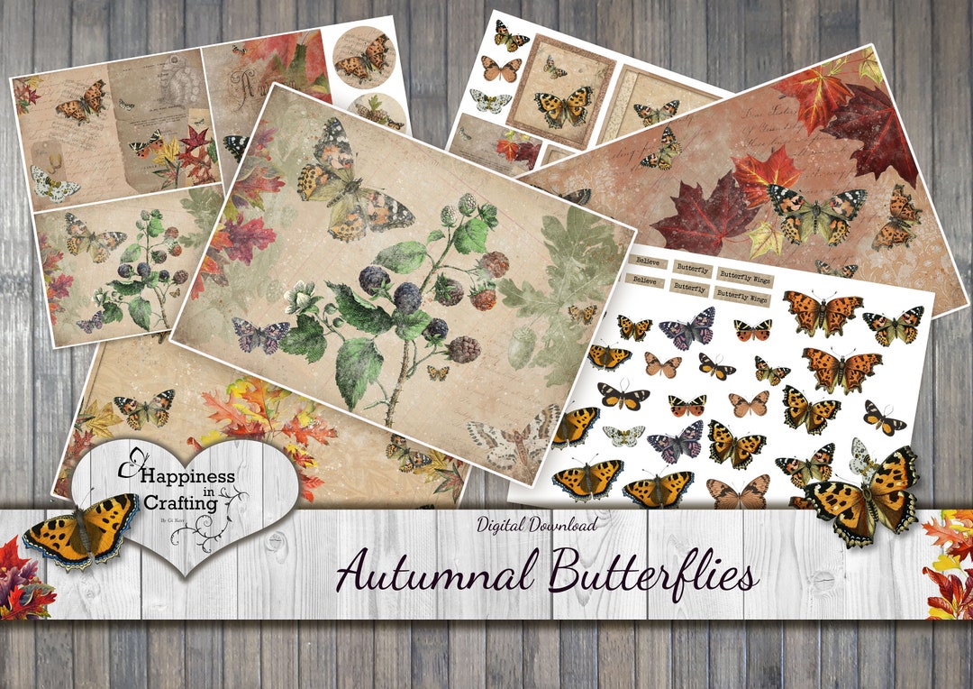 Autumnal Butterflies - Instant Digital Download, Printable, Digital Kit ...