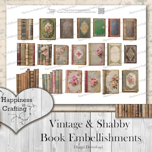 Vintage & Shabby Book Embellishments - Instant Digital Download ...