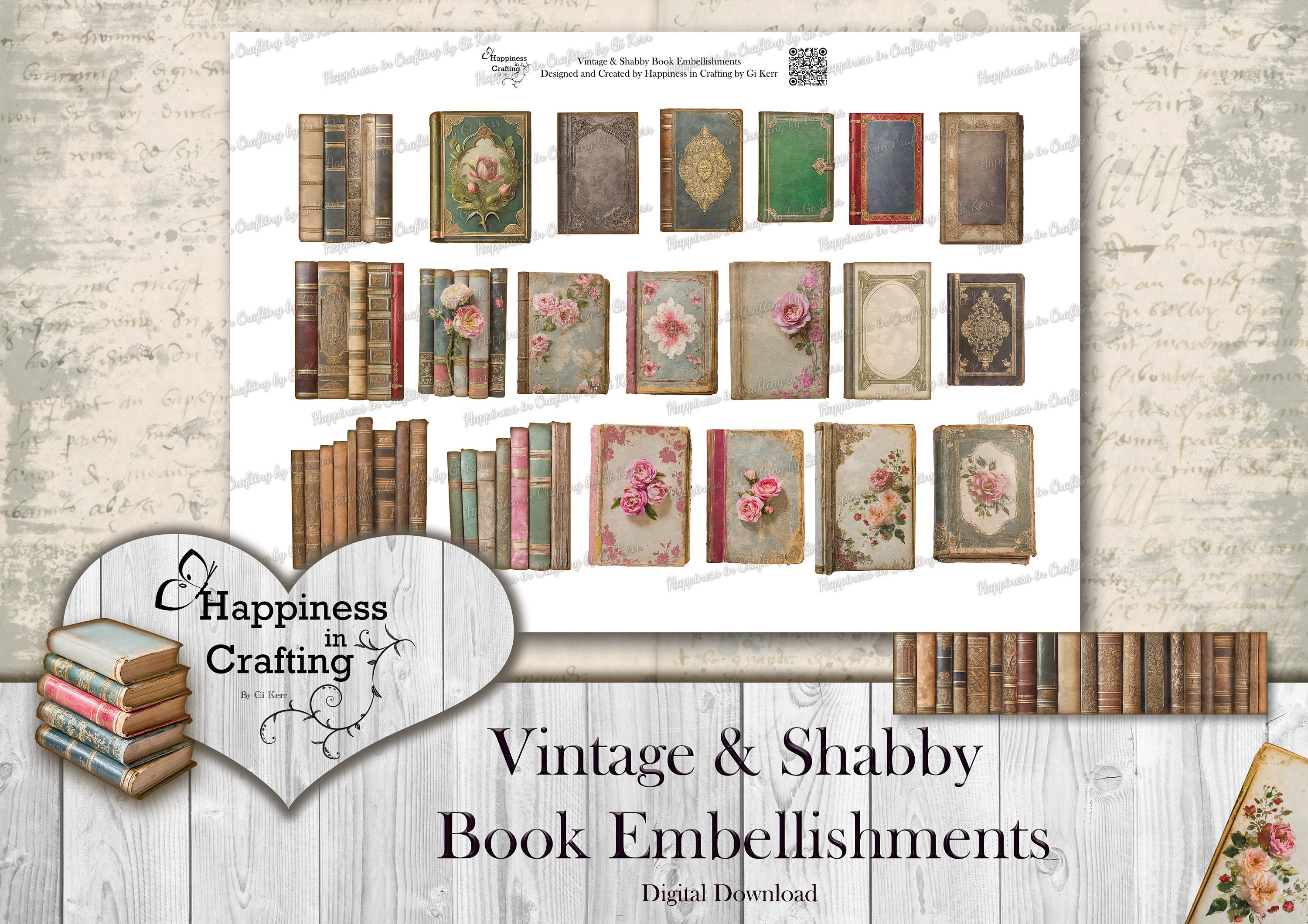 Vintage & Shabby Book Embellishments - Instant Digital Download ...