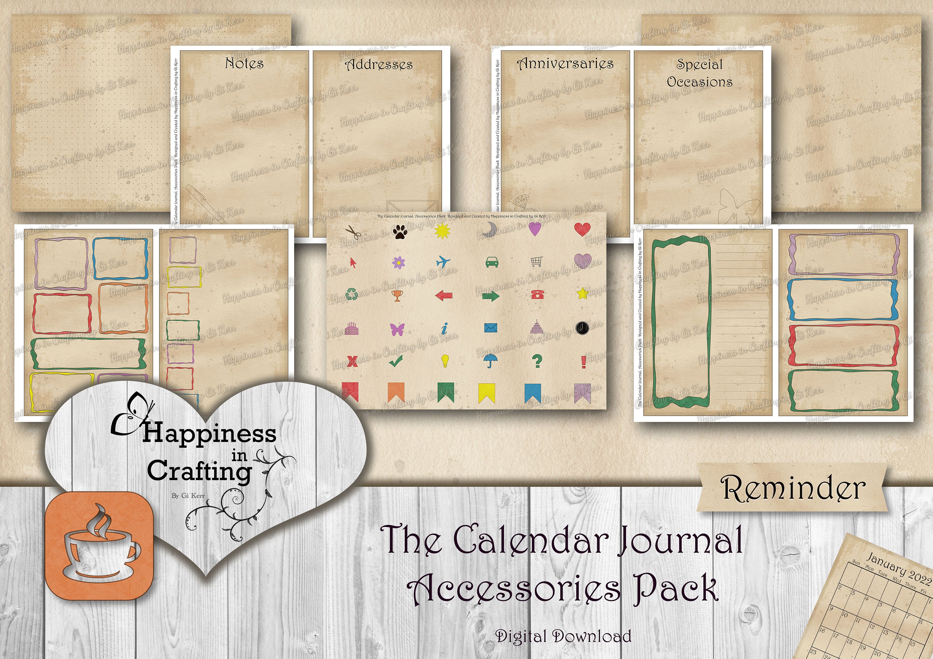 The Calendar Journal Accessories Pack - Instant Digital Download ...