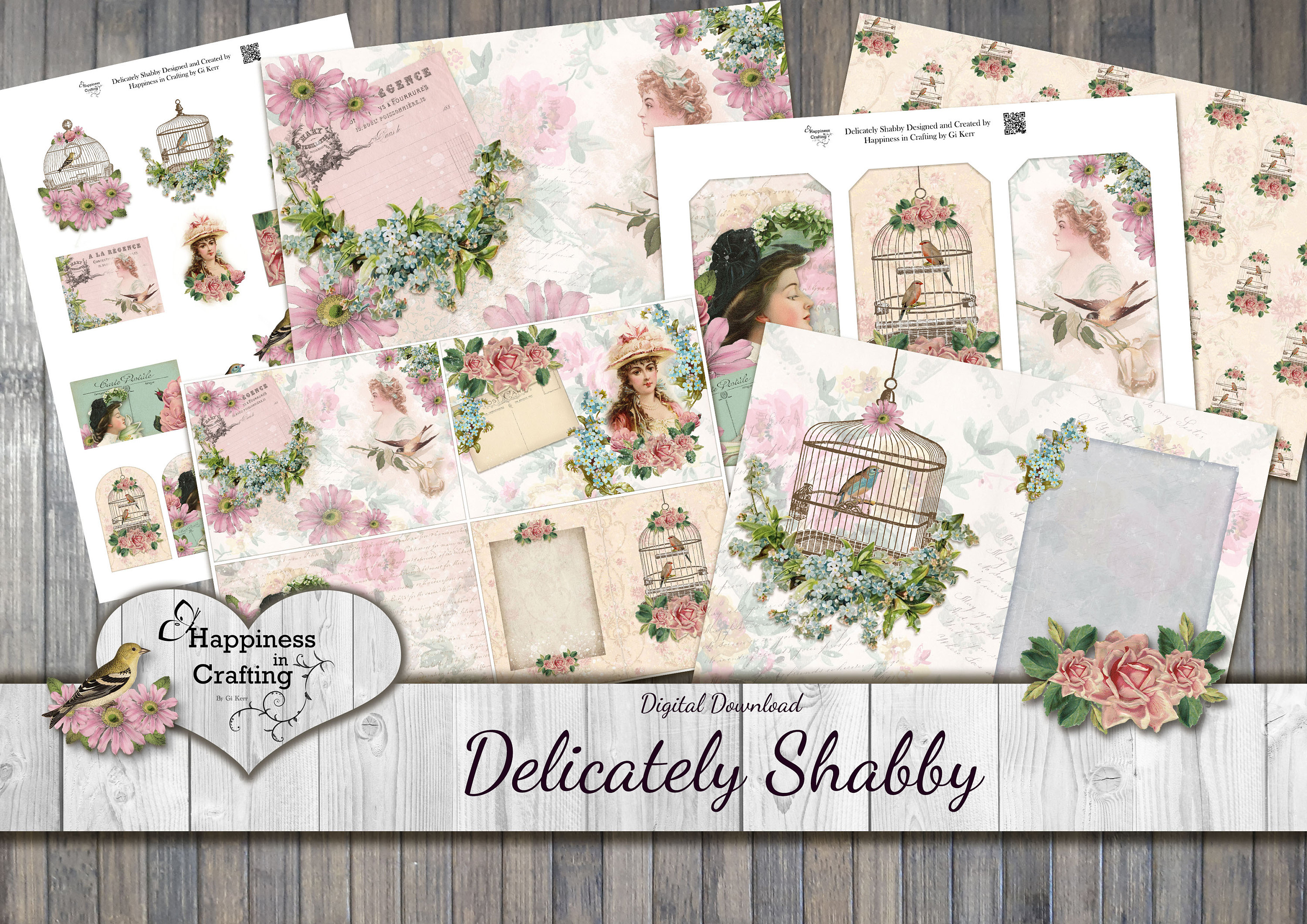Delicately Shabby - Instant Digital Download, Printable, Digital Kit ...
