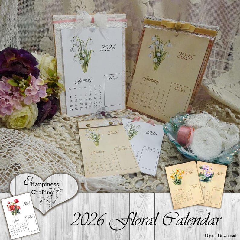 2026 Floral Calendar - Instant Digital Download, Printable, Digital for ...
