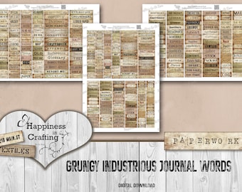 Grungy Industrious Journal Words - Instant Digital Download, Printable ...