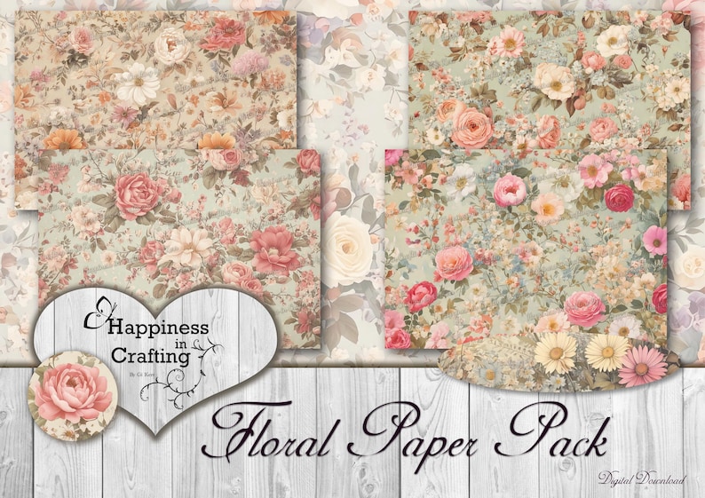 Floral Paper Pack - Instant Digital Download, Printable, Digital Kit ...