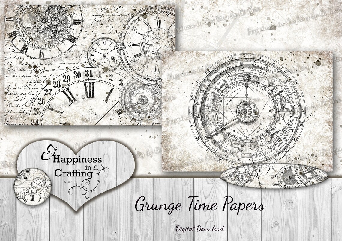 Grunge Time Papers Instant Download Printable Digital Kit | Etsy