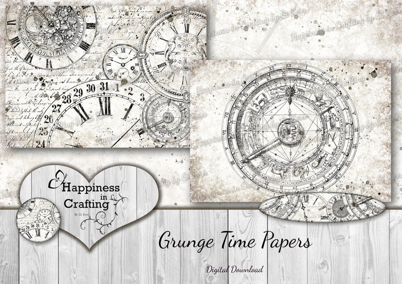Grunge Time Papers Instant Download Printable Digital Kit | Etsy