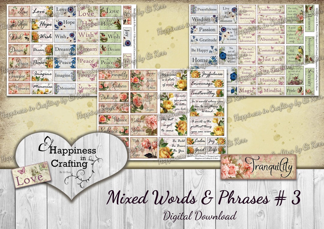 Mixed Words & Phrases # 3 - 100 Pieces - Instant Digital Download ...