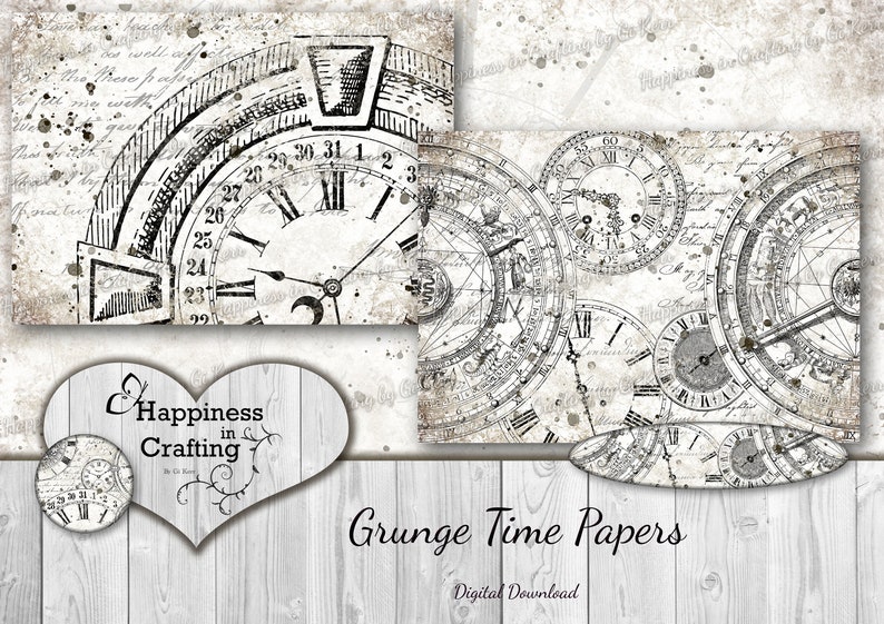 Grunge Time Papers Instant Download Printable Digital Kit | Etsy