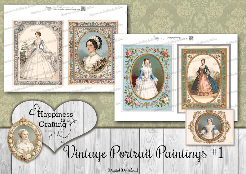 Vintage Portrait Paintings #1 - Instant Digital Download, Printable ...