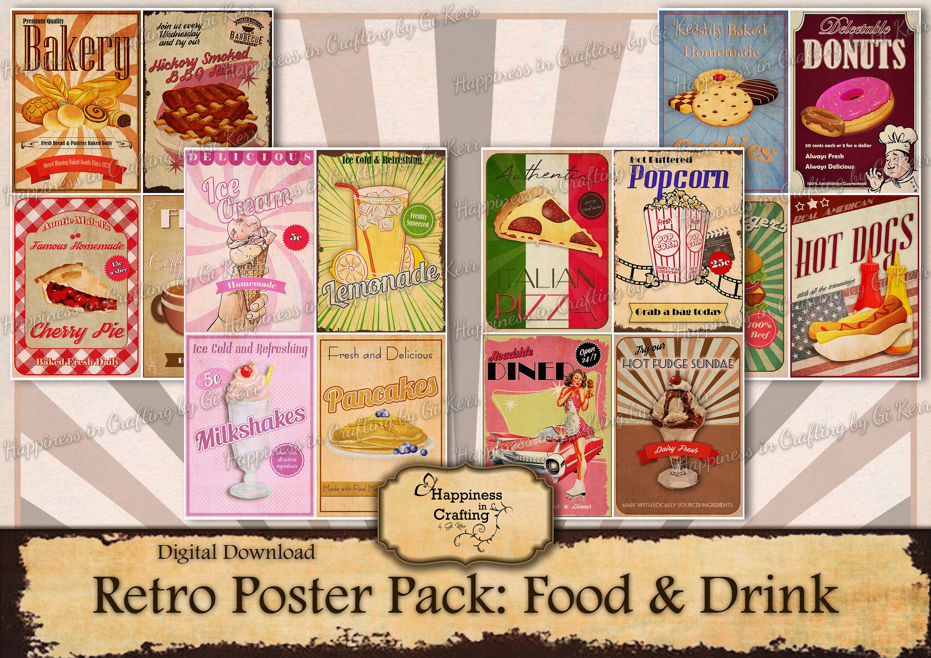 Retro Poster Pack: Food & Drink Instant Digital Download - Etsy