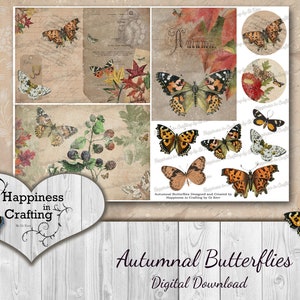 Autumnal Butterflies - Instant Digital Download, Printable, Digital Kit ...