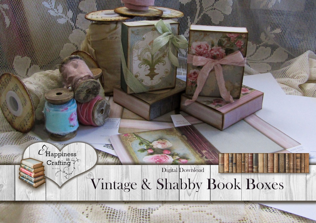 Vintage & Shabby Book Boxes - Instant Digital Download, Printable ...
