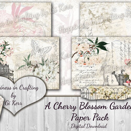A Cherry Blossom Garden Embellishment Pack Instant Digital - Etsy