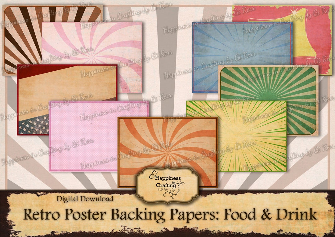Retro Poster Backing Papers: Food & Drink - Instant Digital Download ...