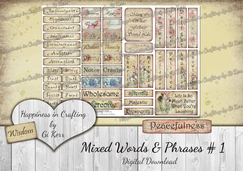 Mixed Words & Phrases # 1 - 80 Pieces - Instant Digital Download ...