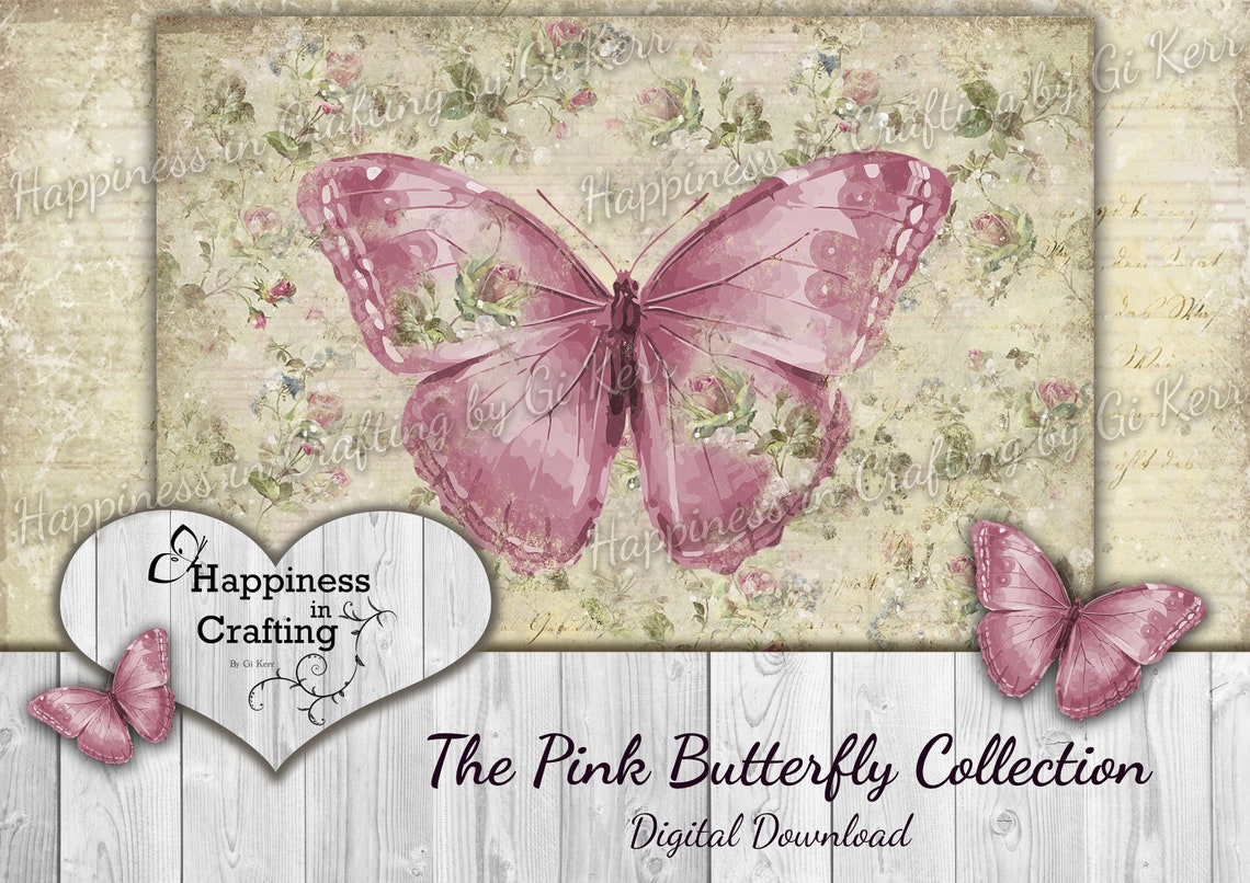 The Pink Butterfly Collection Instant Digital Download - Etsy UK