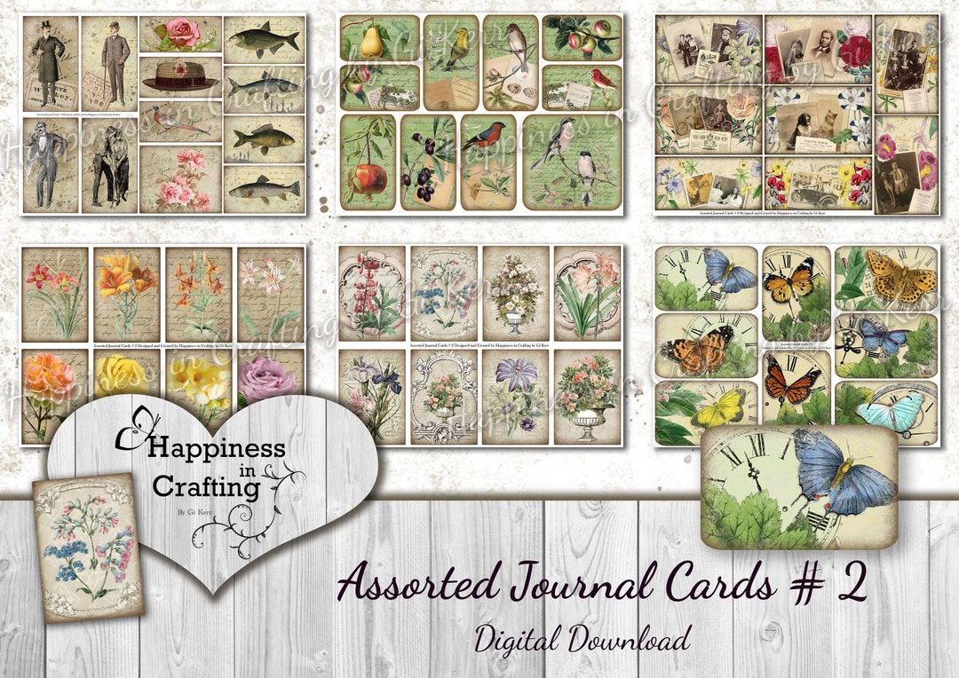 Assorted Journal Cards # 2 - 54 Pieces - Instant Digital Download ...