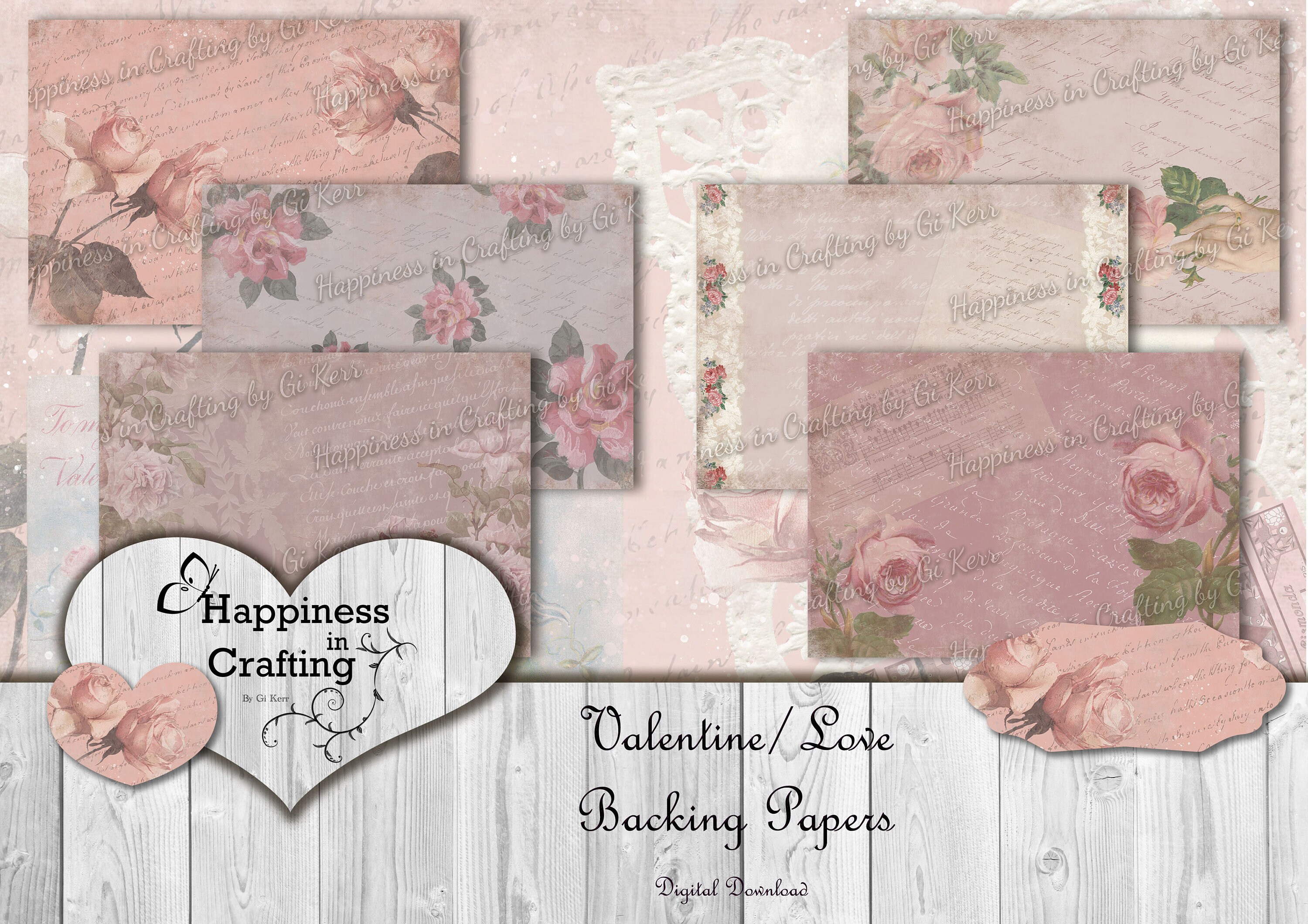 Valentine/love Backing Papers - Instant Digital Download, Printable ...