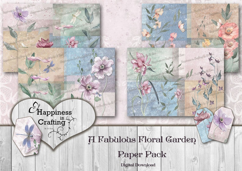 A Fabulous Floral Garden Paper Pack Instant Digital - Etsy