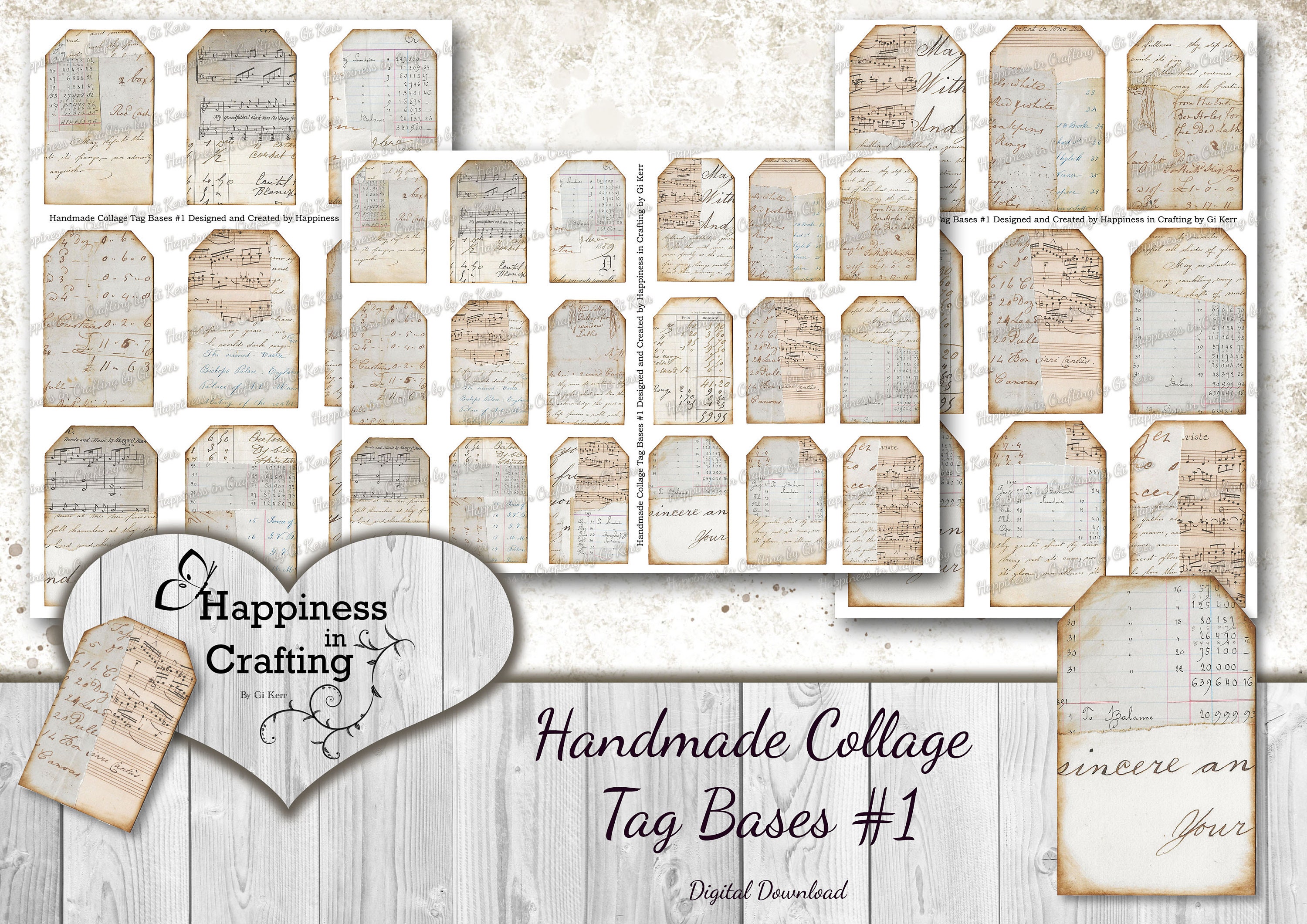 Handmade Collage Tag Bases 1 18 Tags 88 Pieces Instant - Etsy