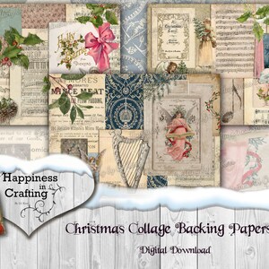 Christmas Collage Backing Papers Set # 1 - Instant Digital Download ...