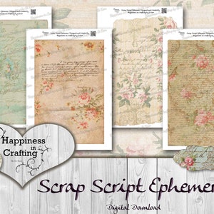 Scrap Script Ephemera - Instant Digital Download, Printable, Digital ...
