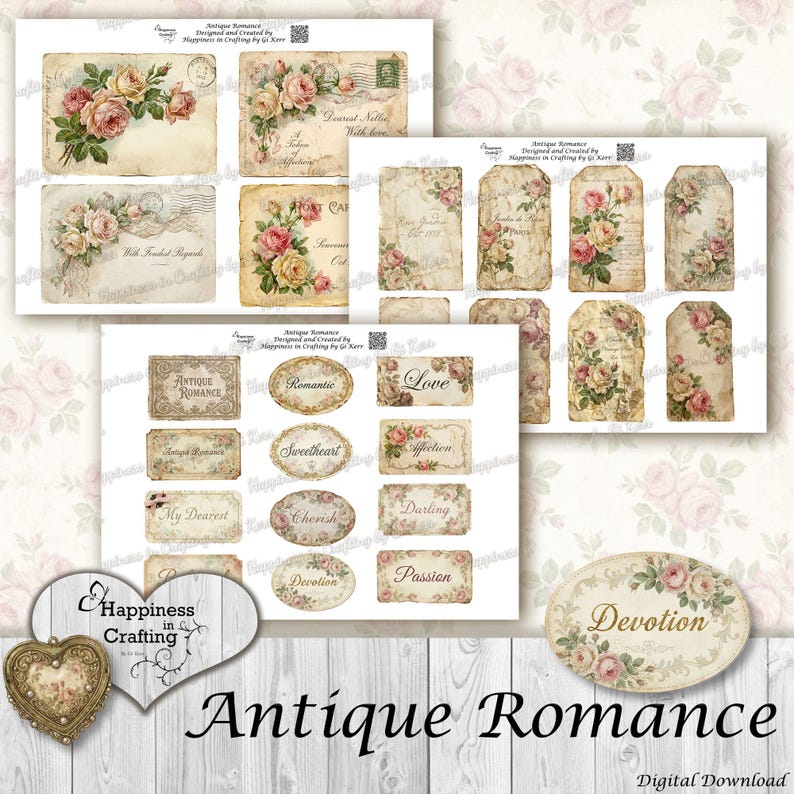 Antique Romance - Instant Digital Download, Printable, Digital Kit for ...
