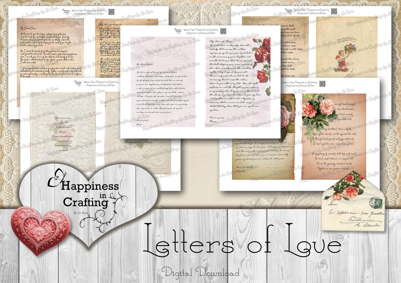 Letters of Love - Instant Digital Download, Printable, Digital Kit for ...