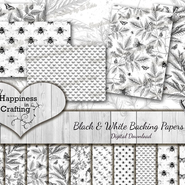 Black and White Digital Papers - Etsy