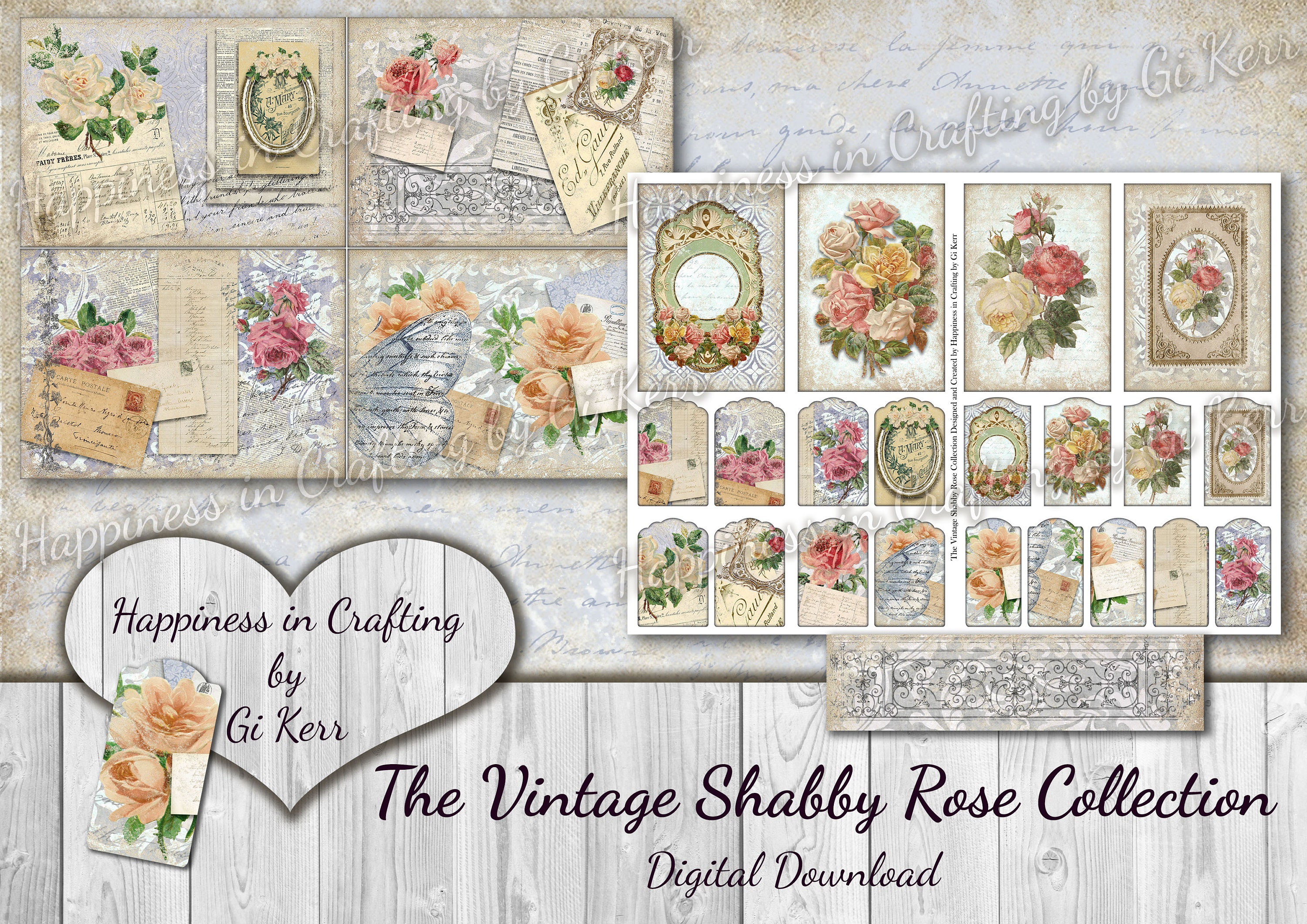 The Vintage Shabby Rose Collection Instant Digital Download - Etsy