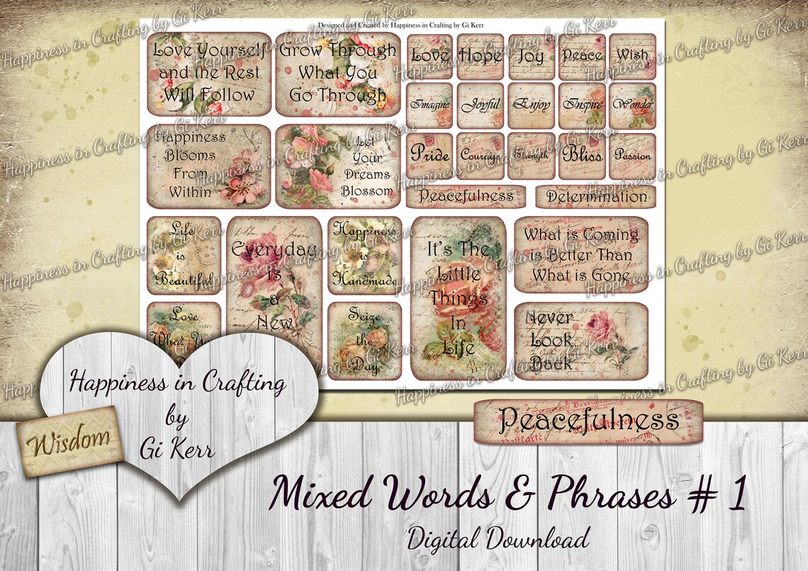 Mixed Words & Phrases # 1 - 80 Pieces - Instant Digital Download ...