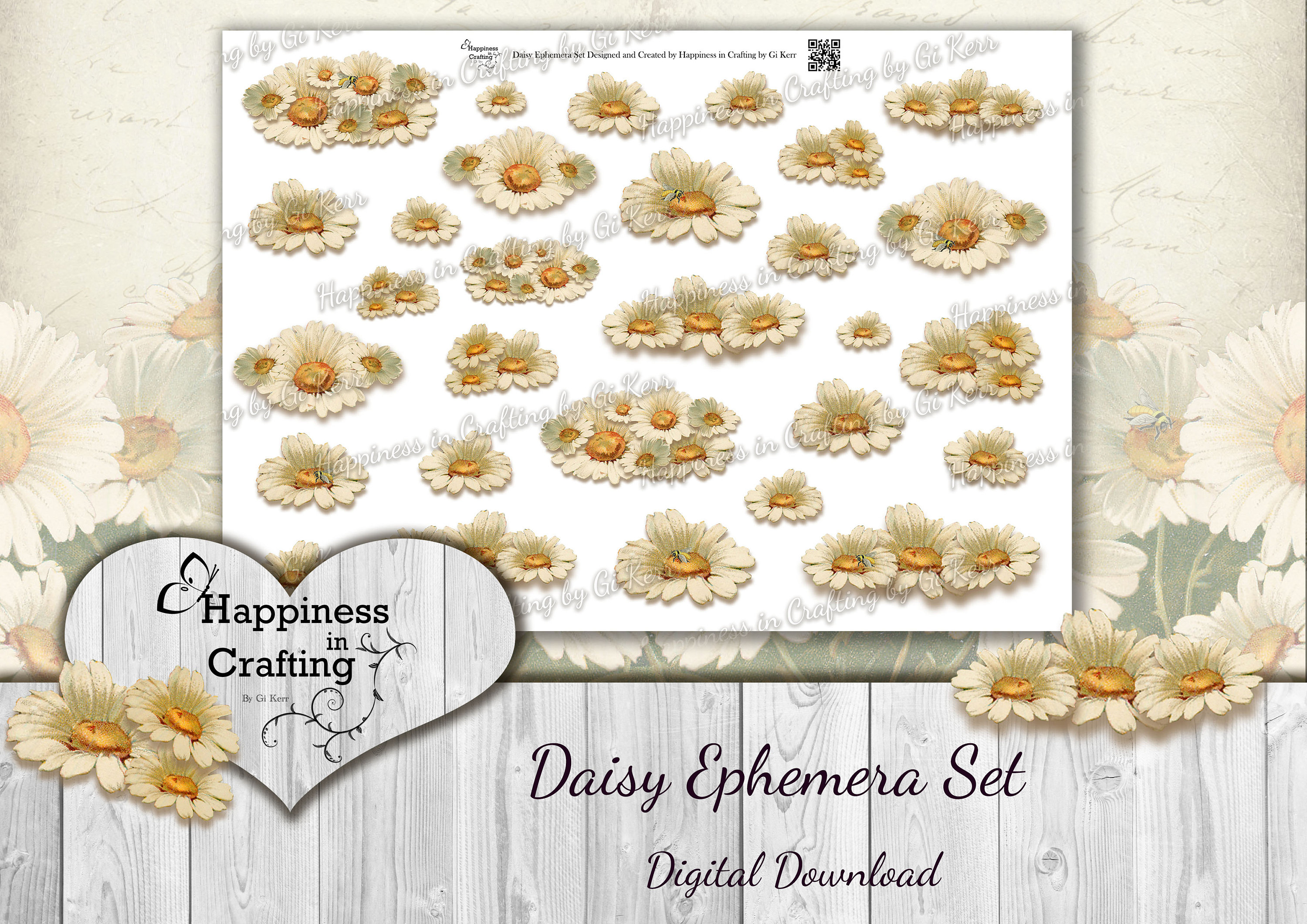 Daisy Ephemera Set - Instant Digital Download, Printable, Digital Kit ...