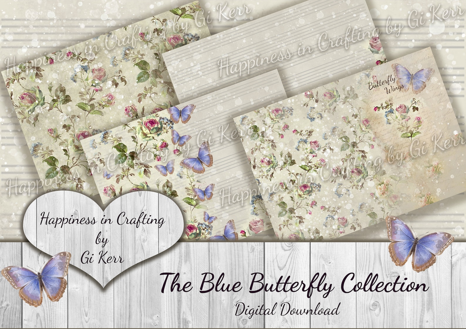The Blue Butterfly Collection - Instant Digital Download, Printable ...