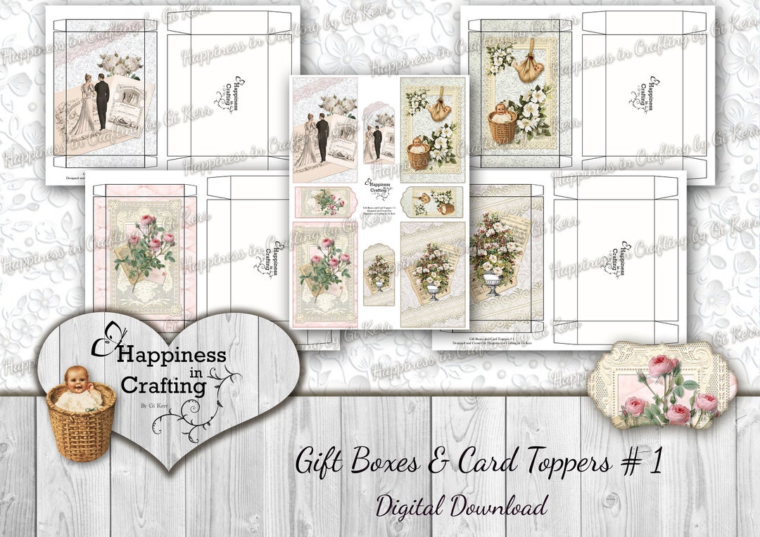 Gift Boxes & Card Toppers # 1 - Instant Digital Download, Box Templates ...