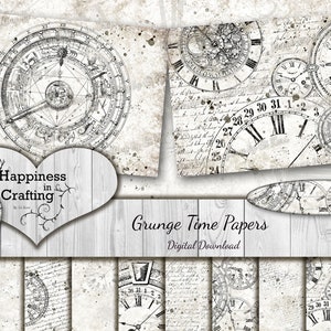 Grunge Time Papers - Instant Download, Printable, Digital Kit, Junk ...