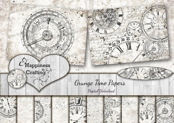 Grunge Time Papers Instant Download Printable Digital Kit | Etsy
