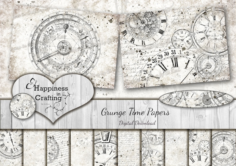 Grunge Time Papers Instant Download Printable Digital Kit | Etsy