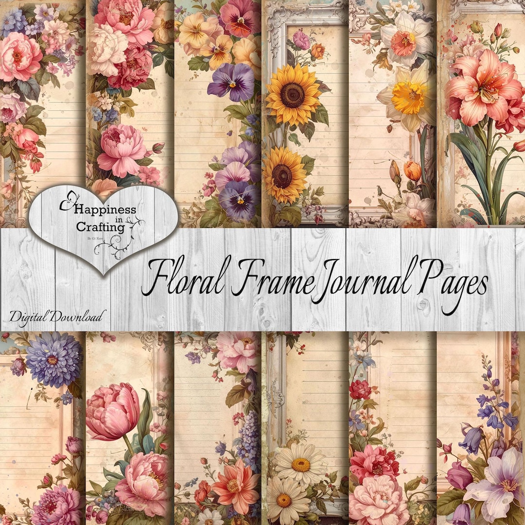 Floral Frame Journal Pages - Instant Digital Download, Printable ...