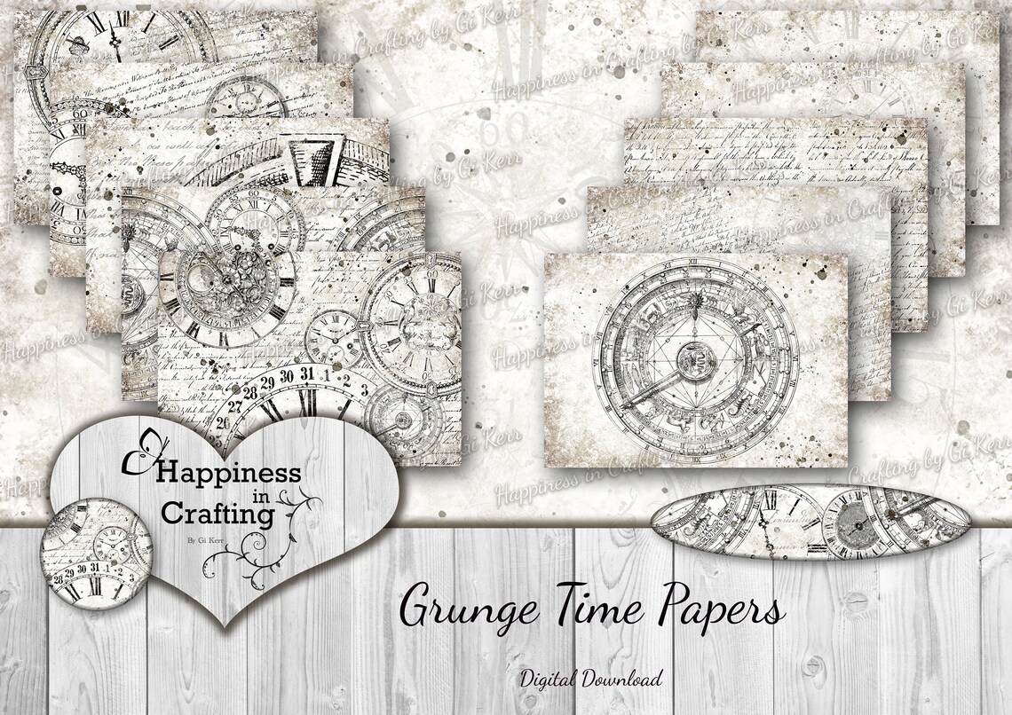 Grunge Time Papers Instant Download Printable Digital Kit | Etsy