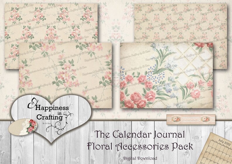 The Calendar Journal Floral Accessories Pack - Instant Digital Download ...