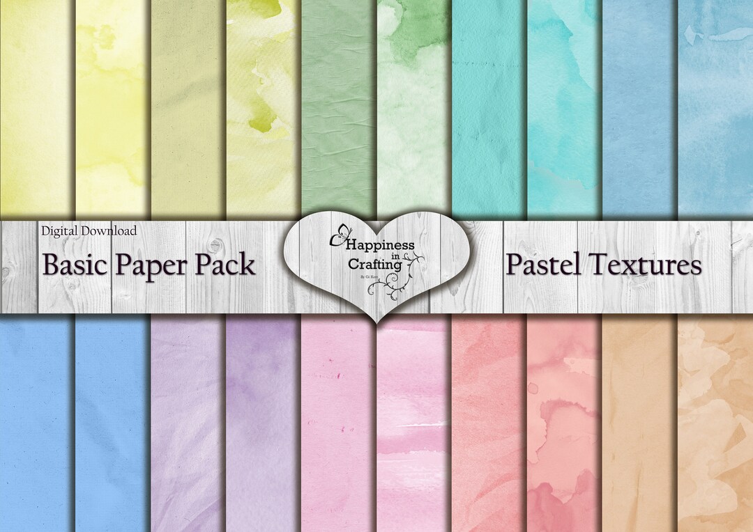 Basic Paper Pack: Pastel Textures - 20 Pages - Instant Digital Download ...