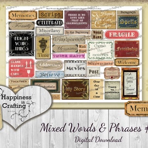 Mixed Words & Phrases # 6 - 160 Pieces - Instant Digital Download ...