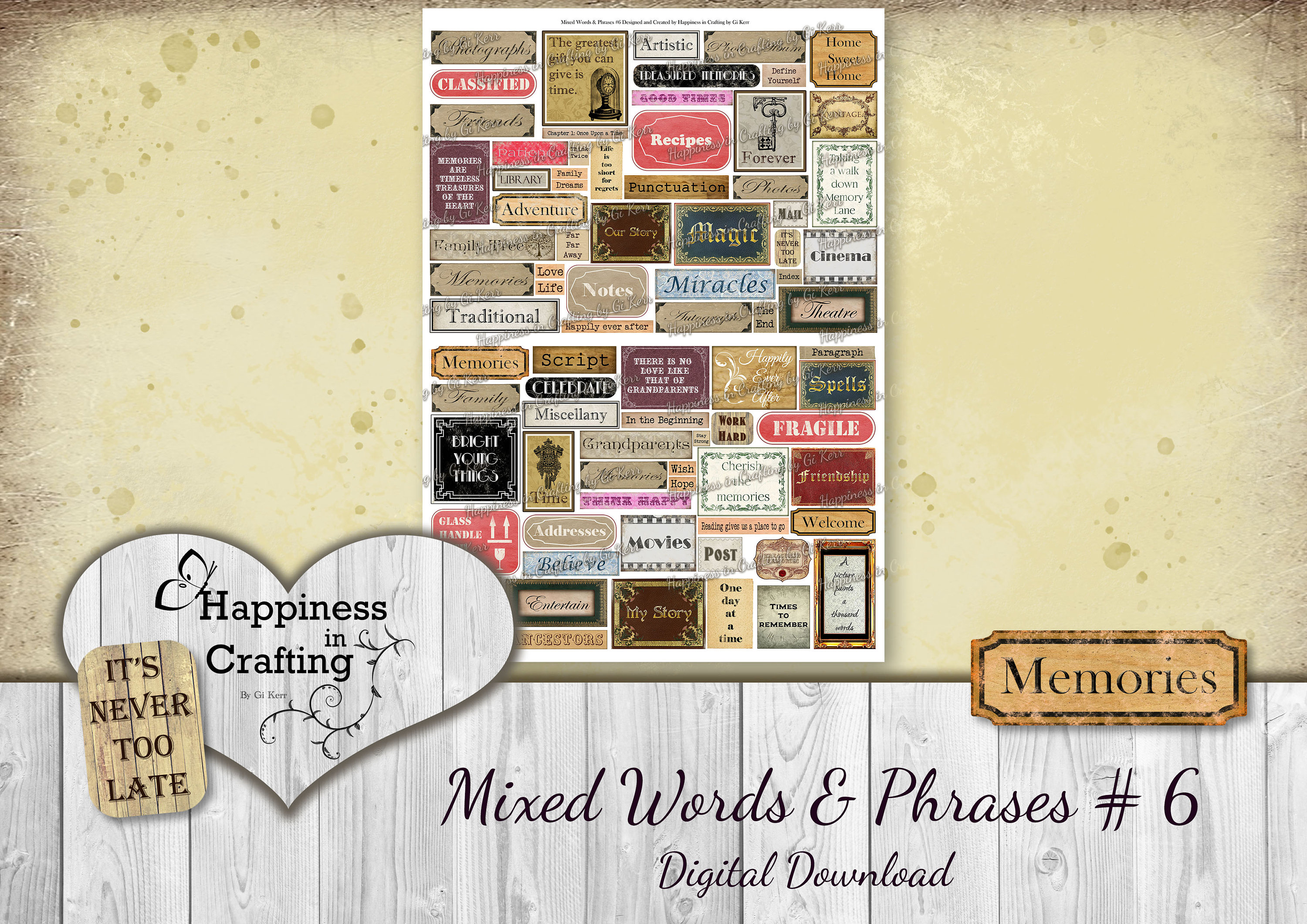 Mixed Words & Phrases 6 160 Pieces Instant Digital - Etsy