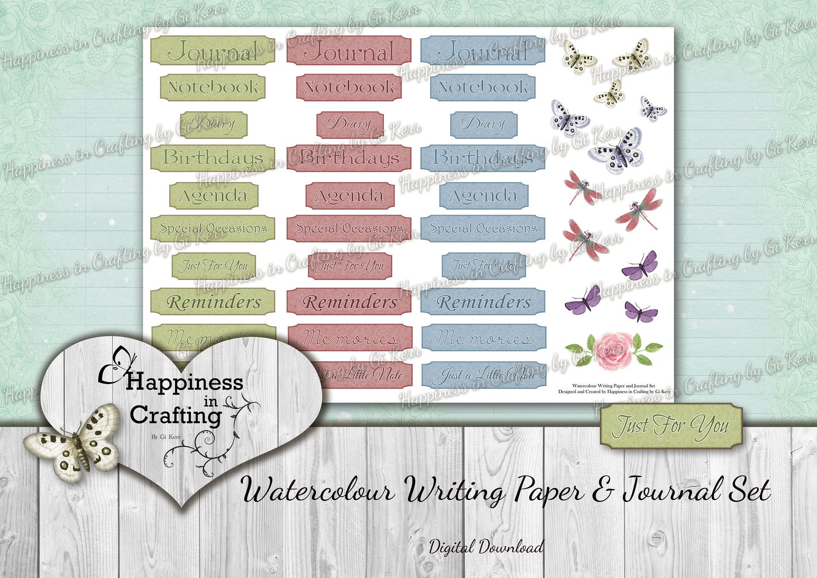 Watercolour Writing Paper & Journal Set Instant Digital - Etsy