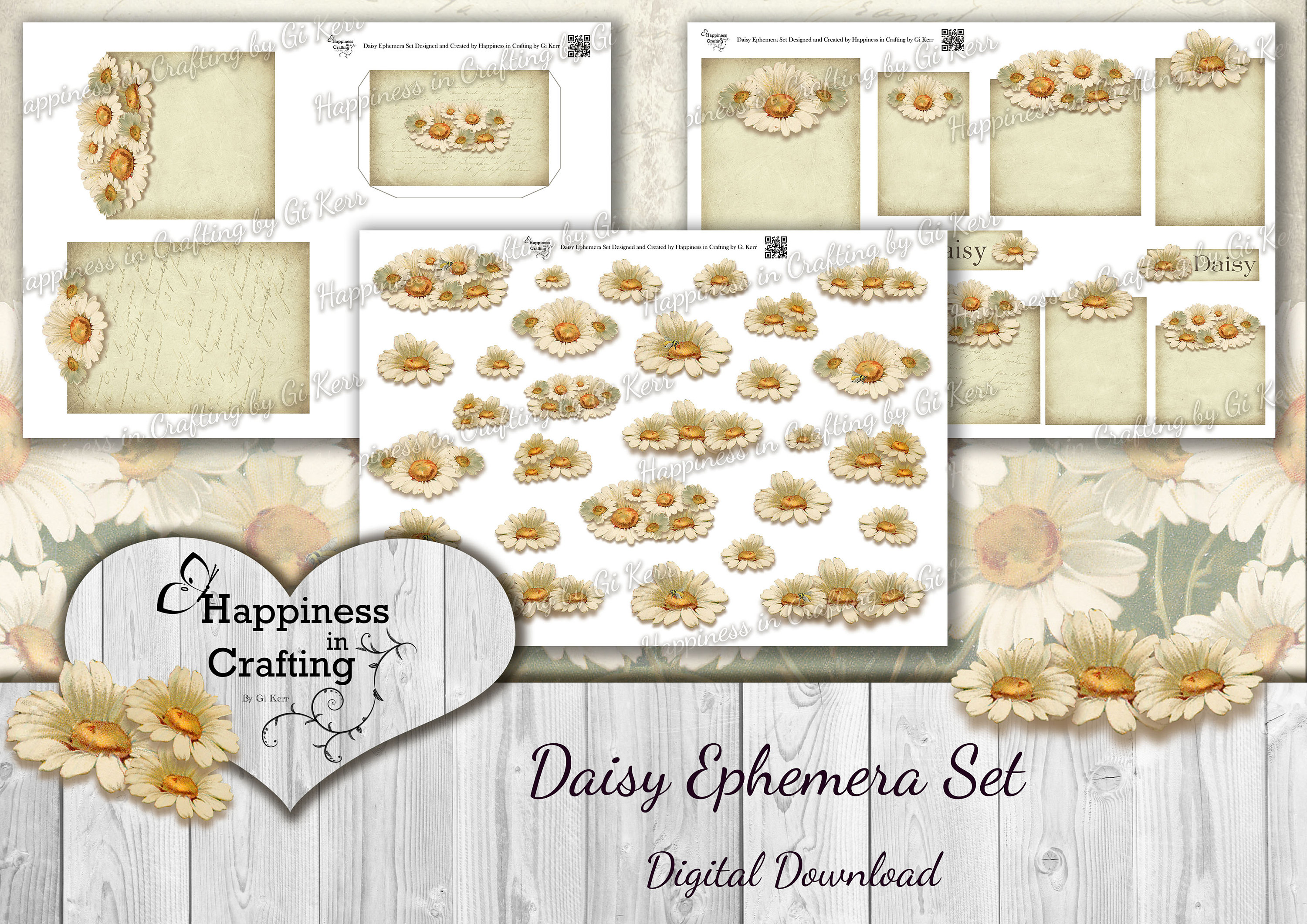 Daisy Ephemera Set - Instant Digital Download, Printable, Digital Kit ...