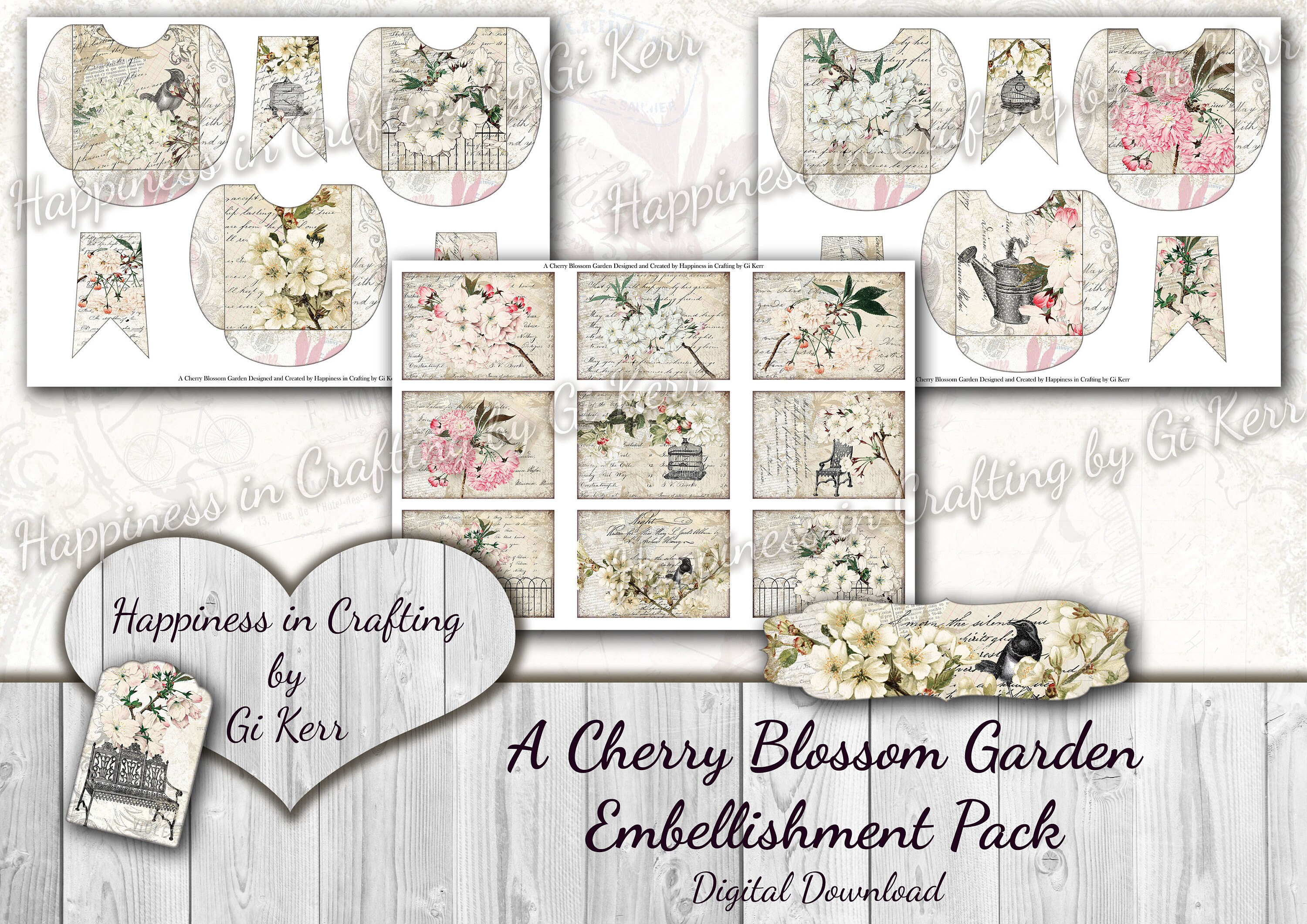 A Cherry Blossom Garden Embellishment Pack - Instant Digital Download ...